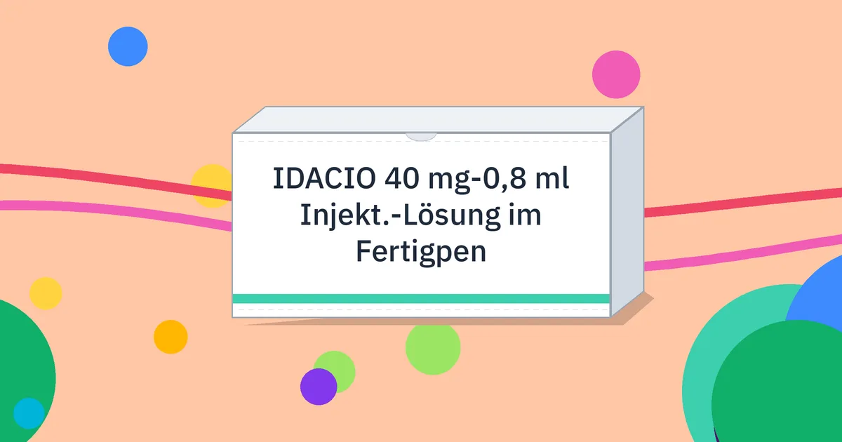 Symbolbild: Packung mit der Aufschrift IDACIO 40 mg-0,8 ml Injekt.-Lösung im Fertigpen (PZN 20231730) – Verfügbarkeit und Bezug in Apotheken in Frankfurt am Main