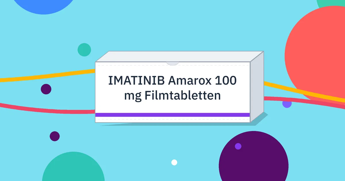 Symbolbild: Packung mit der Aufschrift IMATINIB Amarox 100 mg Filmtabletten (PZN 16804686) – Verfügbarkeit und Bezug in Apotheken in Frankfurt am Main