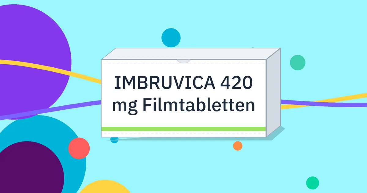 Symbolbild: Packung mit der Aufschrift IMBRUVICA 420 mg Filmtabletten (PZN 19472606) – Verfügbarkeit und Bezug in Apotheken in Frankfurt am Main