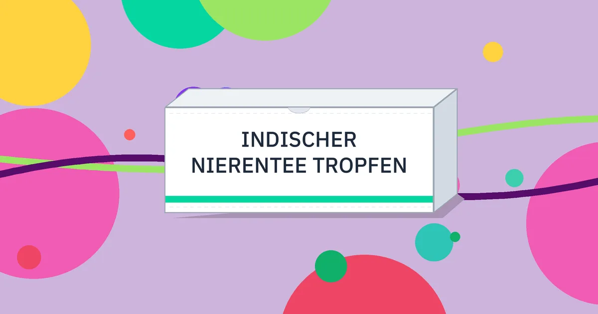 Symbolbild: Packung mit der Aufschrift INDISCHER NIERENTEE TROPFEN (PZN 14282048) – Verfügbarkeit und Bezug in Apotheken in Frankfurt am Main