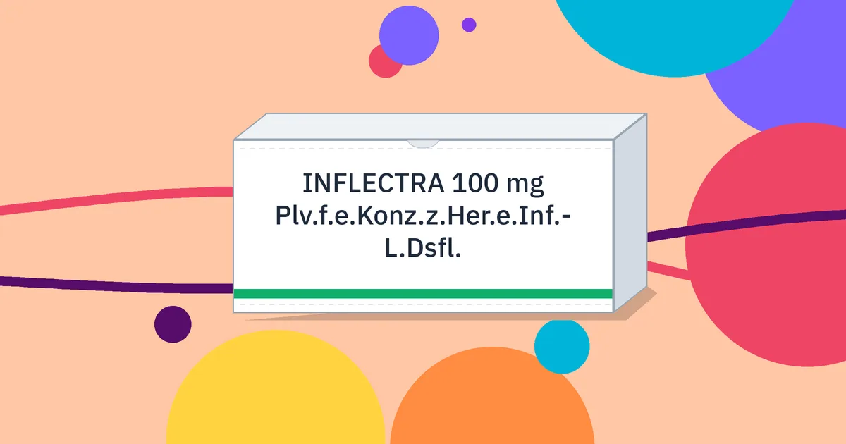 Symbolbild: Packung mit der Aufschrift INFLECTRA 100 mg Plv.f.e.Konz.z.Her.e.Inf.-L.Dsfl. (PZN 11532243) – Verfügbarkeit und Bezug in Apotheken in Frankfurt am Main