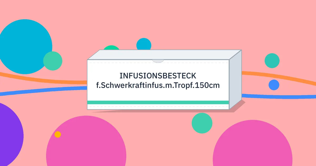 Symbolbild: Packung mit der Aufschrift INFUSIONSBESTECK f.Schwerkraftinfus.m.Tropf.150cm (PZN 16130236) – Verfügbarkeit und Bezug in Apotheken in Frankfurt am Main
