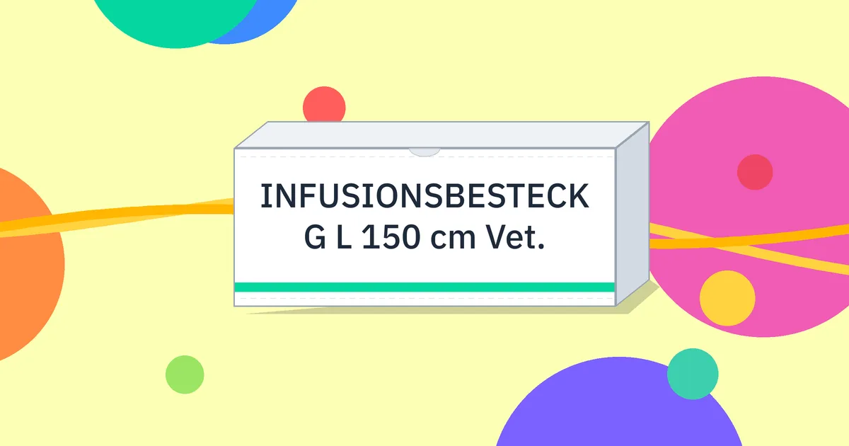 Symbolbild: Packung mit der Aufschrift INFUSIONSBESTECK G L 150 cm Vet. (PZN 02762837) – Verfügbarkeit und Bezug in Apotheken in Frankfurt am Main