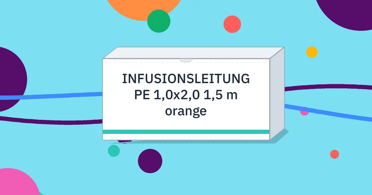 Symbolbild: Packung mit der Aufschrift INFUSIONSLEITUNG PE 1,0x2,0 1,5 m orange (PZN 03365067) – Verfügbarkeit und Bezug in Apotheken in Frankfurt am Main