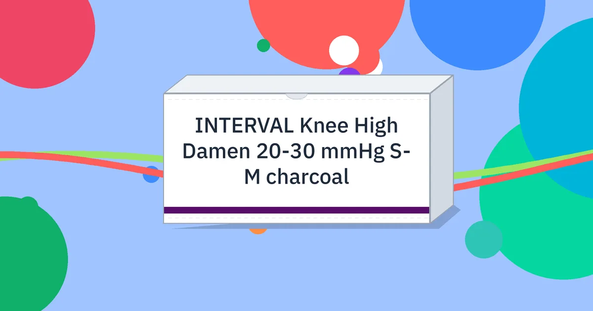 Symbolbild: Packung mit der Aufschrift INTERVAL Knee High Damen 20-30 mmHg S-M charcoal (PZN 20112391) – Verfügbarkeit und Bezug in Apotheken in Frankfurt am Main