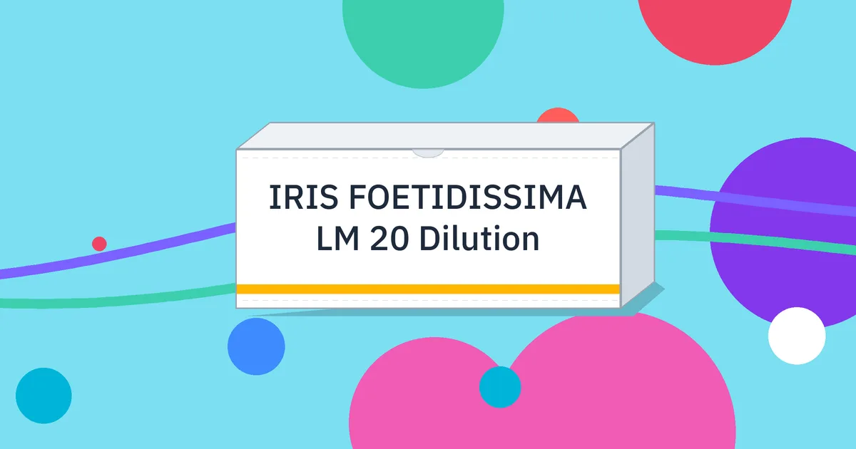 Symbolbild: Packung mit der Aufschrift IRIS FOETIDISSIMA LM 20 Dilution (PZN 12913993) – Verfügbarkeit und Bezug in Apotheken in Frankfurt am Main
