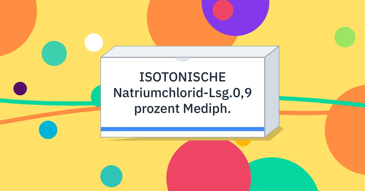 Symbolbild: Packung mit der Aufschrift ISOTONISCHE Natriumchlorid-Lsg.0,9 prozent Mediph. (PZN 19392310) – Verfügbarkeit und Bezug in Apotheken in Frankfurt am Main
