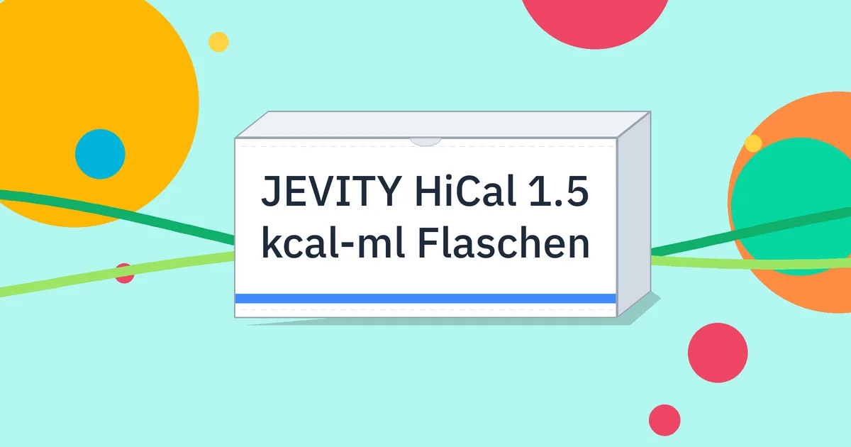 Symbolbild: Packung mit der Aufschrift JEVITY HiCal 1.5 kcal-ml Flaschen (PZN 17885132) – Verfügbarkeit und Bezug in Apotheken in Frankfurt am Main
