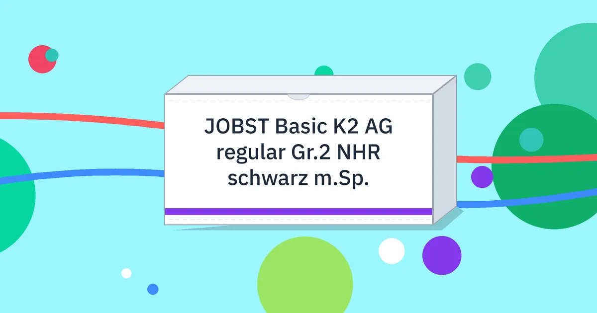 Symbolbild: Packung mit der Aufschrift JOBST Basic K2 AG regular Gr.2 NHR schwarz m.Sp. (PZN 15311645) – Verfügbarkeit und Bezug in Apotheken in Frankfurt am Main