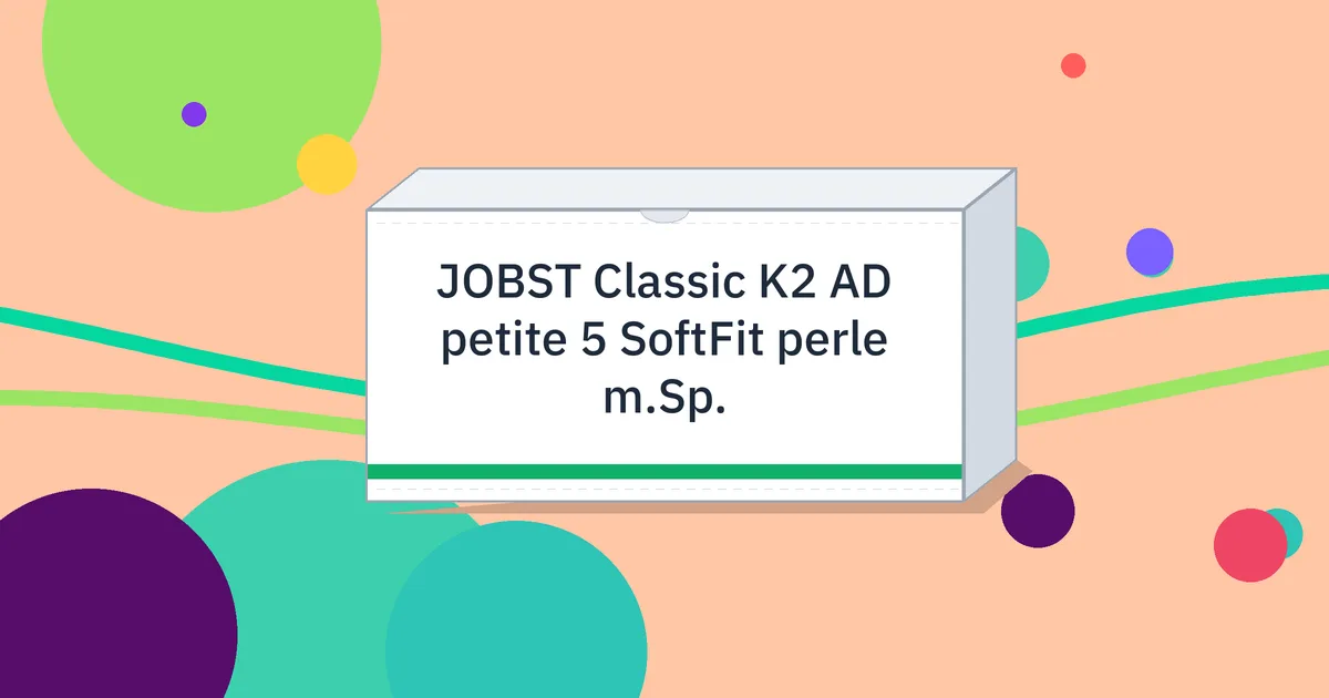 Symbolbild: Packung mit der Aufschrift JOBST Classic K2 AD petite 5 SoftFit perle m.Sp. (PZN 14222684) – Verfügbarkeit und Bezug in Apotheken in Frankfurt am Main