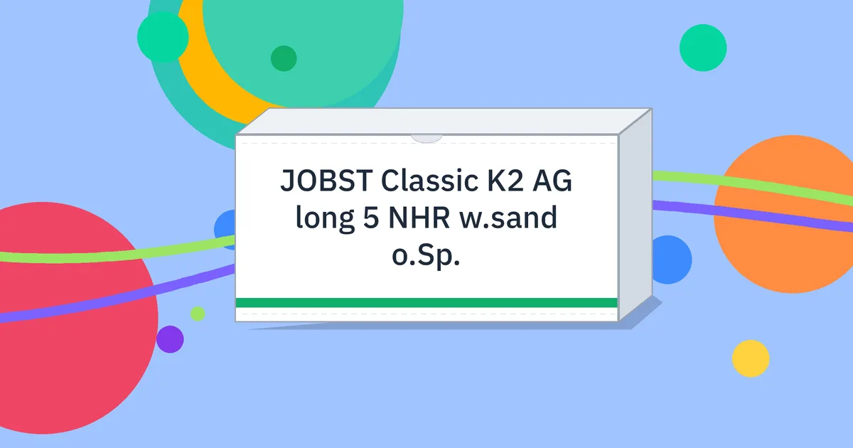 Symbolbild: Packung mit der Aufschrift JOBST Classic K2 AG long 5 NHR w.sand o.Sp. (PZN 10726985) – Verfügbarkeit und Bezug in Apotheken in Frankfurt am Main