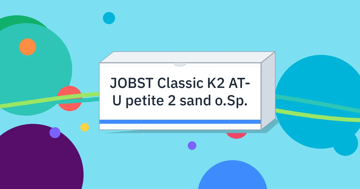 Symbolbild: Packung mit der Aufschrift JOBST Classic K2 AT-U petite 2 sand o.Sp. (PZN 13068442) – Verfügbarkeit und Bezug in Apotheken in Frankfurt am Main