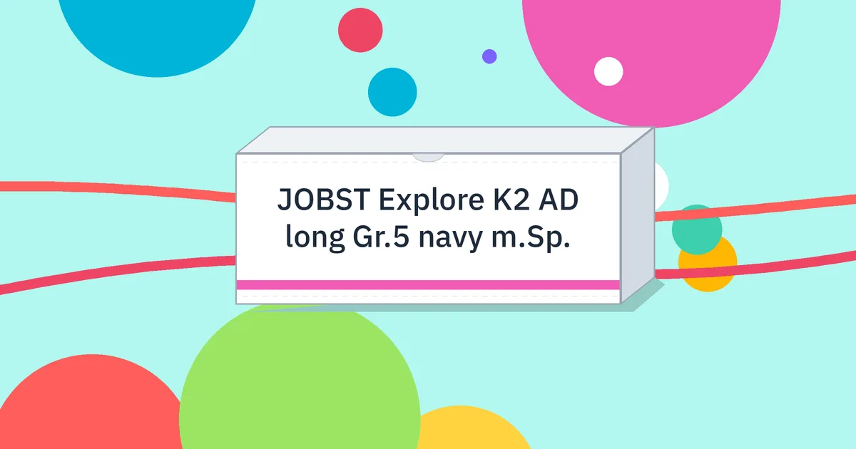 Symbolbild: Packung mit der Aufschrift JOBST Explore K2 AD long Gr.5 navy m.Sp. (PZN 11021962) – Verfügbarkeit und Bezug in Apotheken in Frankfurt am Main