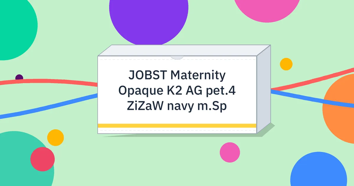 Symbolbild: Packung mit der Aufschrift JOBST Maternity Opaque K2 AG pet.4 ZiZaW navy m.Sp (PZN 15860984) – Verfügbarkeit und Bezug in Apotheken in Frankfurt am Main
