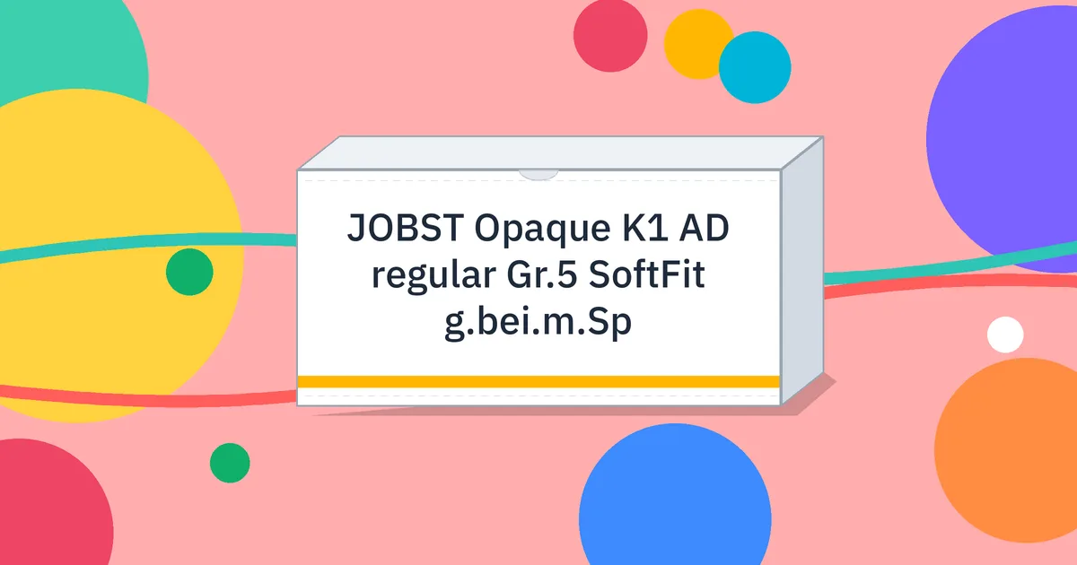 Symbolbild: Packung mit der Aufschrift JOBST Opaque K1 AD regular Gr.5 SoftFit g.bei.m.Sp (PZN 16262831) – Verfügbarkeit und Bezug in Apotheken in Frankfurt am Main