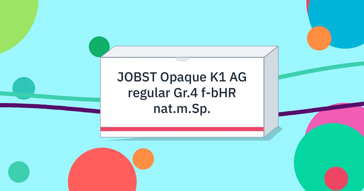 Symbolbild: Packung mit der Aufschrift JOBST Opaque K1 AG regular Gr.4 f-bHR nat.m.Sp. (PZN 13090714) – Verfügbarkeit und Bezug in Apotheken in Frankfurt am Main