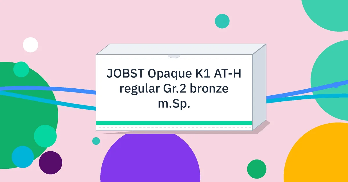 Symbolbild: Packung mit der Aufschrift JOBST Opaque K1 AT-H regular Gr.2 bronze m.Sp. (PZN 13105137) – Verfügbarkeit und Bezug in Apotheken in Frankfurt am Main