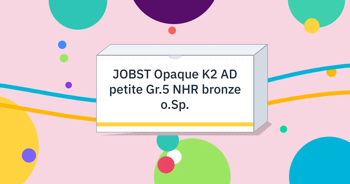 Symbolbild: Packung mit der Aufschrift JOBST Opaque K2 AD petite Gr.5 NHR bronze o.Sp. (PZN 13109632) – Verfügbarkeit und Bezug in Apotheken in Frankfurt am Main