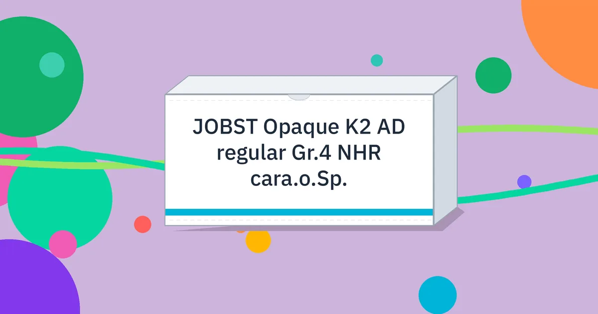 Symbolbild: Packung mit der Aufschrift JOBST Opaque K2 AD regular Gr.4 NHR cara.o.Sp. (PZN 13111356) – Verfügbarkeit und Bezug in Apotheken in Frankfurt am Main