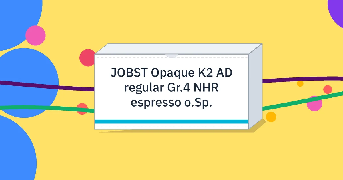 Symbolbild: Packung mit der Aufschrift JOBST Opaque K2 AD regular Gr.4 NHR espresso o.Sp. (PZN 16278140) – Verfügbarkeit und Bezug in Apotheken in Frankfurt am Main