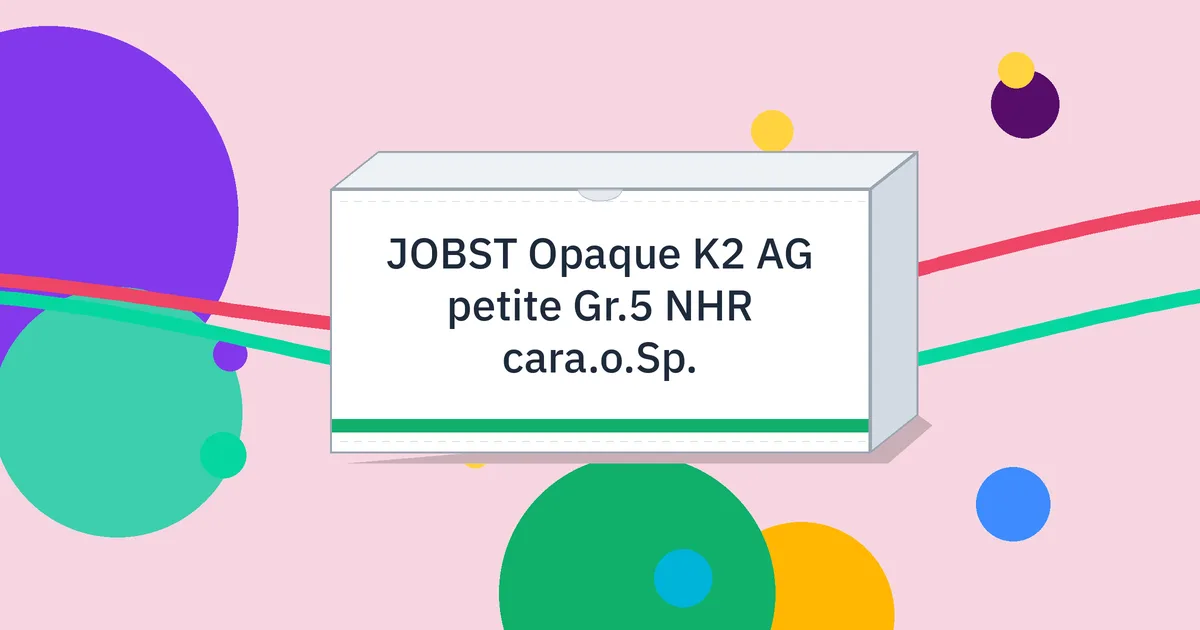 Symbolbild: Packung mit der Aufschrift JOBST Opaque K2 AG petite Gr.5 NHR cara.o.Sp. (PZN 11255022) – Verfügbarkeit und Bezug in Apotheken in Frankfurt am Main
