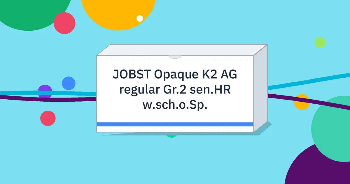 Symbolbild: Packung mit der Aufschrift JOBST Opaque K2 AG regular Gr.2 sen.HR w.sch.o.Sp. (PZN 11254318) – Verfügbarkeit und Bezug in Apotheken in Frankfurt am Main