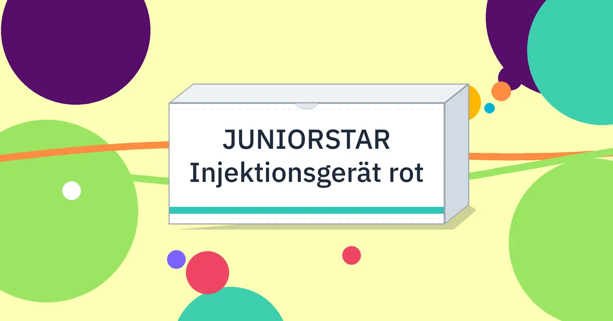 Symbolbild: Packung mit der Aufschrift JUNIORSTAR Injektionsgerät rot (PZN 13919331) – Verfügbarkeit und Bezug in Apotheken in Frankfurt am Main
