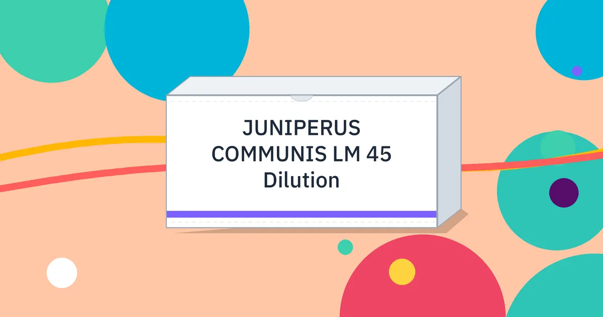 Symbolbild: Packung mit der Aufschrift JUNIPERUS COMMUNIS LM 45 Dilution (PZN 13564891) – Verfügbarkeit und Bezug in Apotheken in Frankfurt am Main