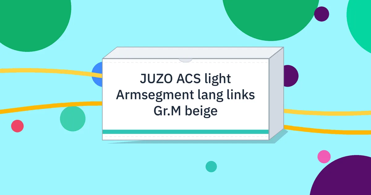 Symbolbild: Packung mit der Aufschrift JUZO ACS light Armsegment lang links Gr.M beige (PZN 13885603) – Verfügbarkeit und Bezug in Apotheken in Frankfurt am Main