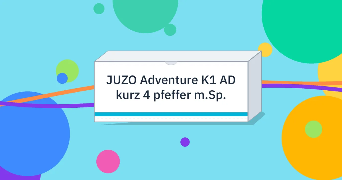 Symbolbild: Packung mit der Aufschrift JUZO Adventure K1 AD kurz 4 pfeffer m.Sp. (PZN 14972422) – Verfügbarkeit und Bezug in Apotheken in Frankfurt am Main