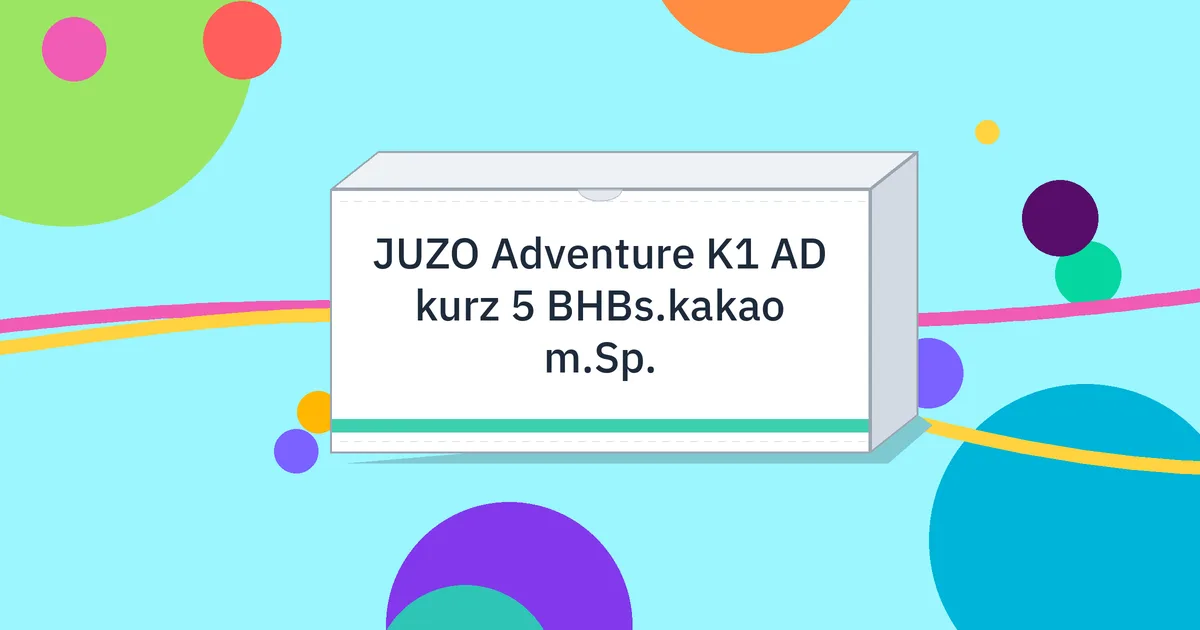 Symbolbild: Packung mit der Aufschrift JUZO Adventure K1 AD kurz 5 BHBs.kakao m.Sp. (PZN 15496395) – Verfügbarkeit und Bezug in Apotheken in Frankfurt am Main