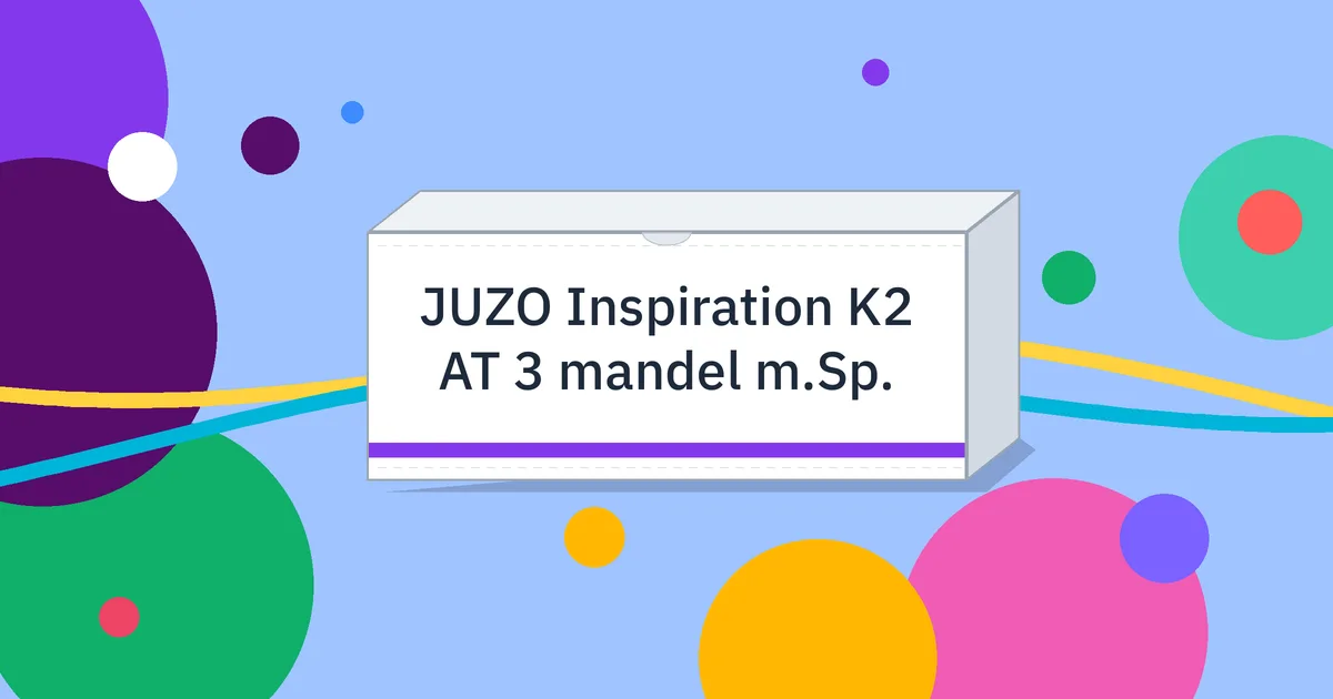 Symbolbild: Packung mit der Aufschrift JUZO Inspiration K2 AT 3 mandel m.Sp. (PZN 14926528) – Verfügbarkeit und Bezug in Apotheken in Frankfurt am Main