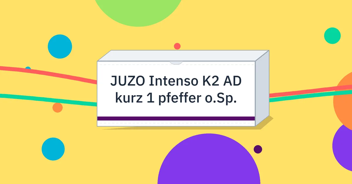 Symbolbild: Packung mit der Aufschrift JUZO Intenso K2 AD kurz 1 pfeffer o.Sp. (PZN 18617876) – Verfügbarkeit und Bezug in Apotheken in Frankfurt am Main