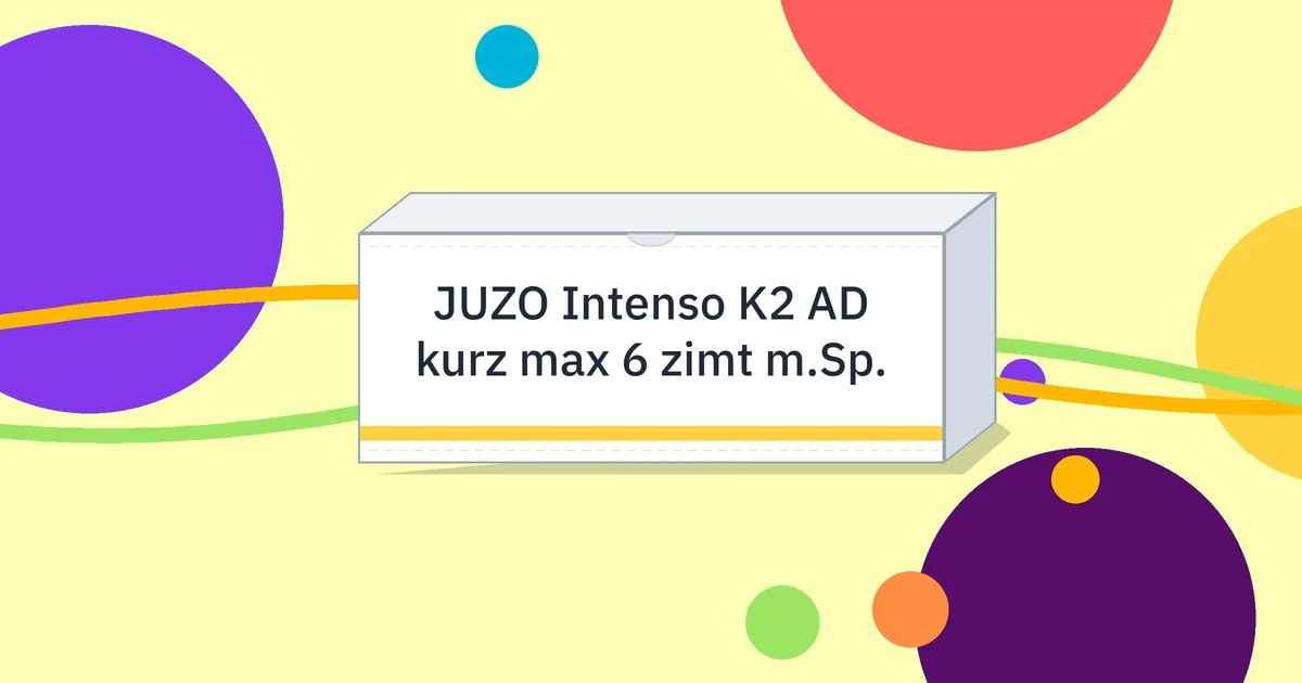 Symbolbild: Packung mit der Aufschrift JUZO Intenso K2 AD kurz max 6 zimt m.Sp. (PZN 18608587) – Verfügbarkeit und Bezug in Apotheken in Frankfurt am Main