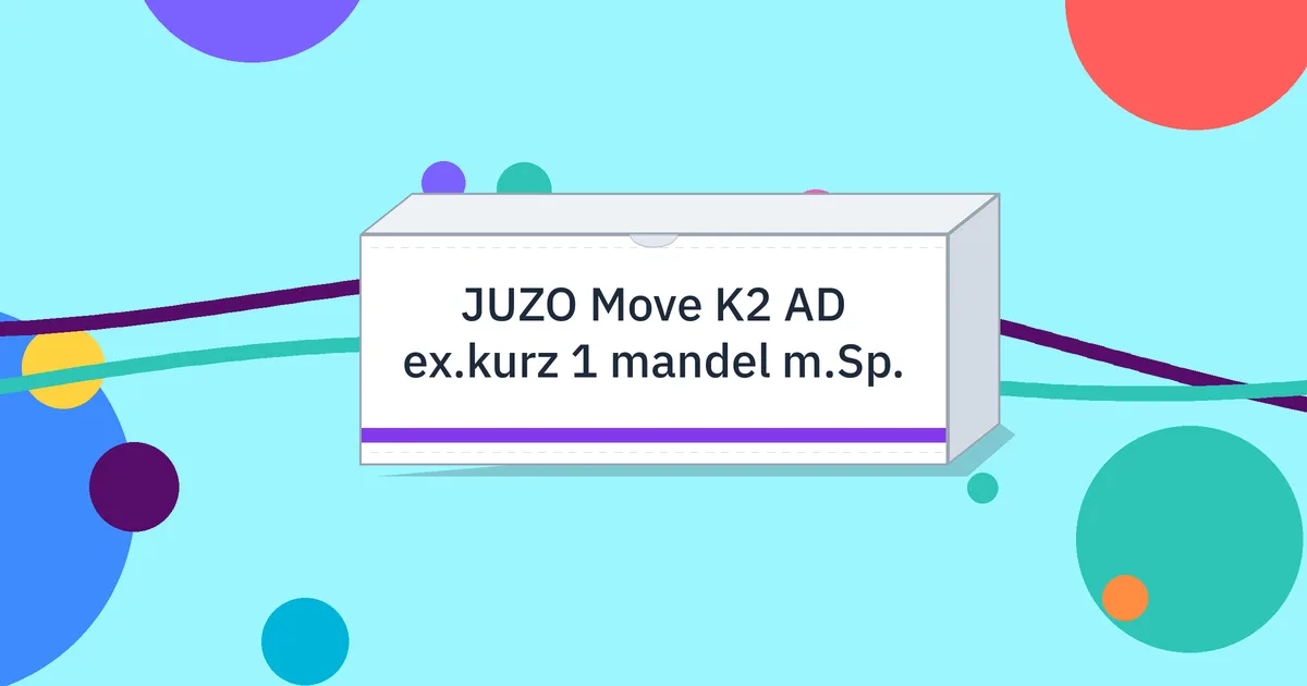 Symbolbild: Packung mit der Aufschrift JUZO Move K2 AD ex.kurz 1 mandel m.Sp. (PZN 16341080) – Verfügbarkeit und Bezug in Apotheken in Frankfurt am Main