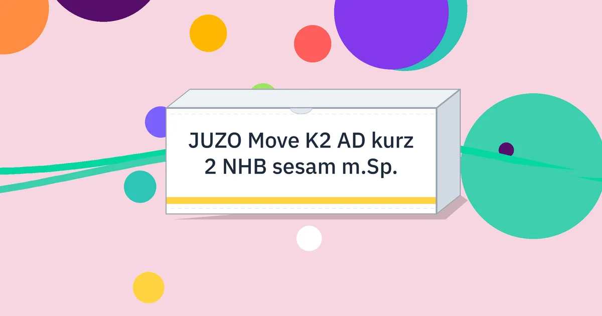 Symbolbild: Packung mit der Aufschrift JUZO Move K2 AD kurz 2 NHB sesam m.Sp. (PZN 18508785) – Verfügbarkeit und Bezug in Apotheken in Frankfurt am Main