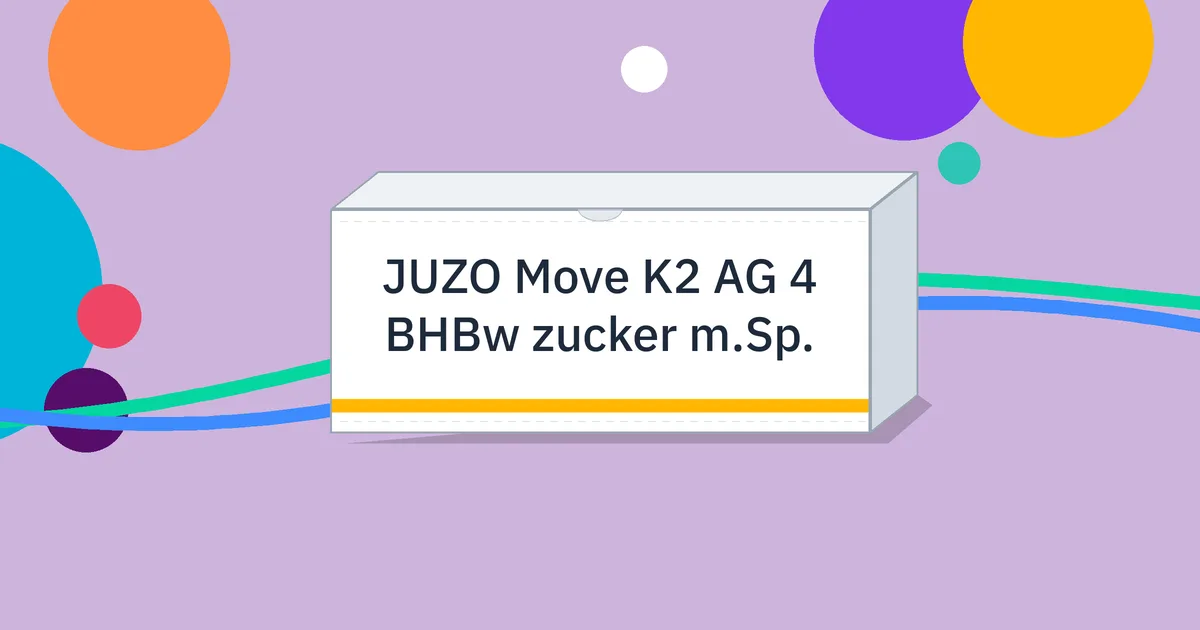 Symbolbild: Packung mit der Aufschrift JUZO Move K2 AG 4 BHBw zucker m.Sp. (PZN 18524330) – Verfügbarkeit und Bezug in Apotheken in Frankfurt am Main