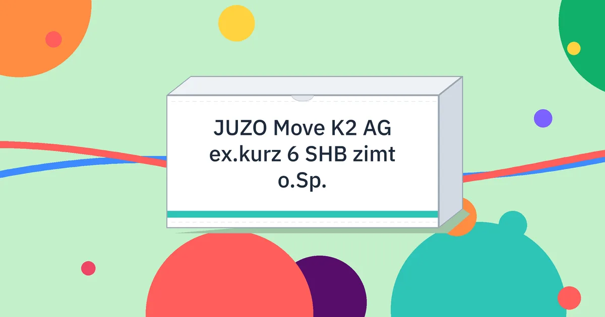 Symbolbild: Packung mit der Aufschrift JUZO Move K2 AG ex.kurz 6 SHB zimt o.Sp. (PZN 18533872) – Verfügbarkeit und Bezug in Apotheken in Frankfurt am Main