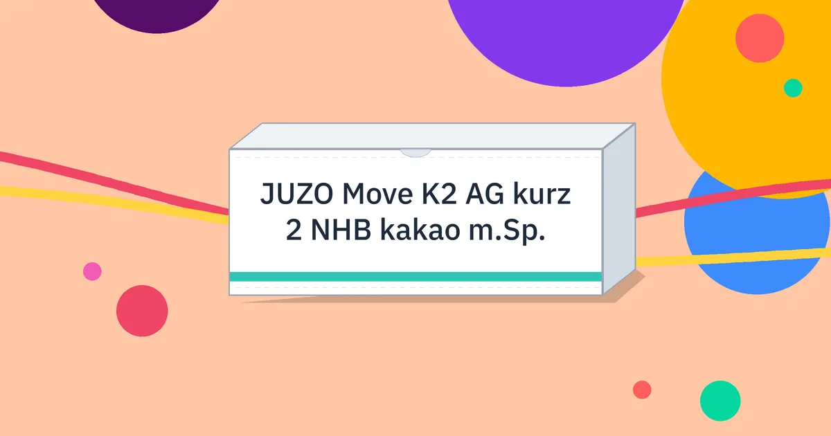 Symbolbild: Packung mit der Aufschrift JUZO Move K2 AG kurz 2 NHB kakao m.Sp. (PZN 18559400) – Verfügbarkeit und Bezug in Apotheken in Frankfurt am Main