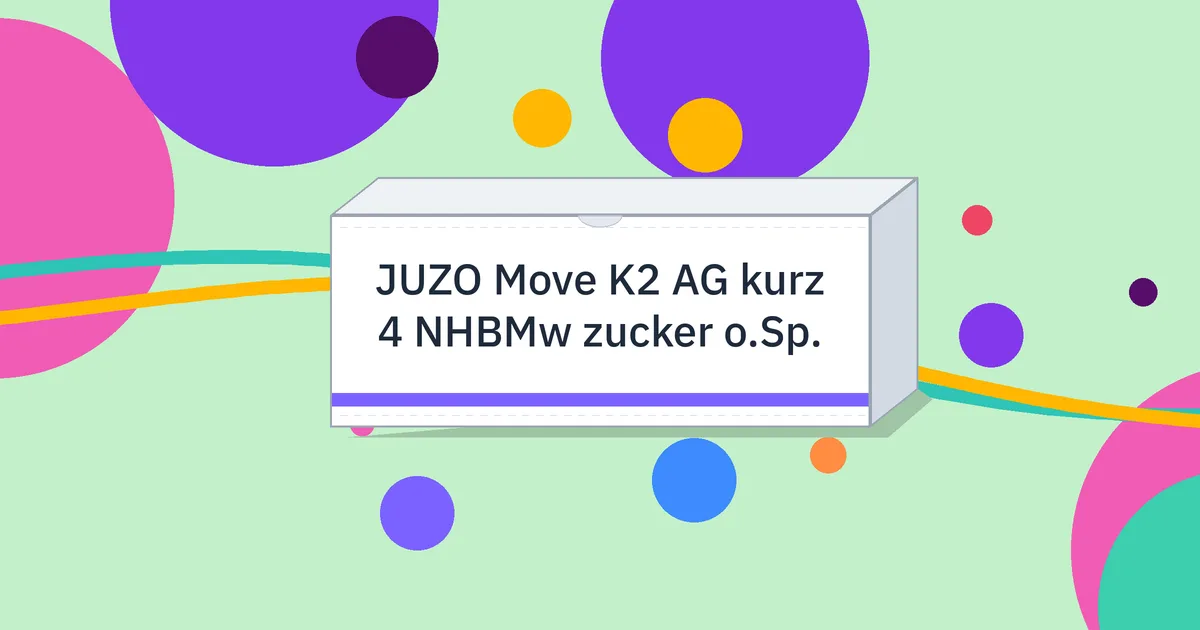 Symbolbild: Packung mit der Aufschrift JUZO Move K2 AG kurz 4 NHBMw zucker o.Sp. (PZN 18529416) – Verfügbarkeit und Bezug in Apotheken in Frankfurt am Main
