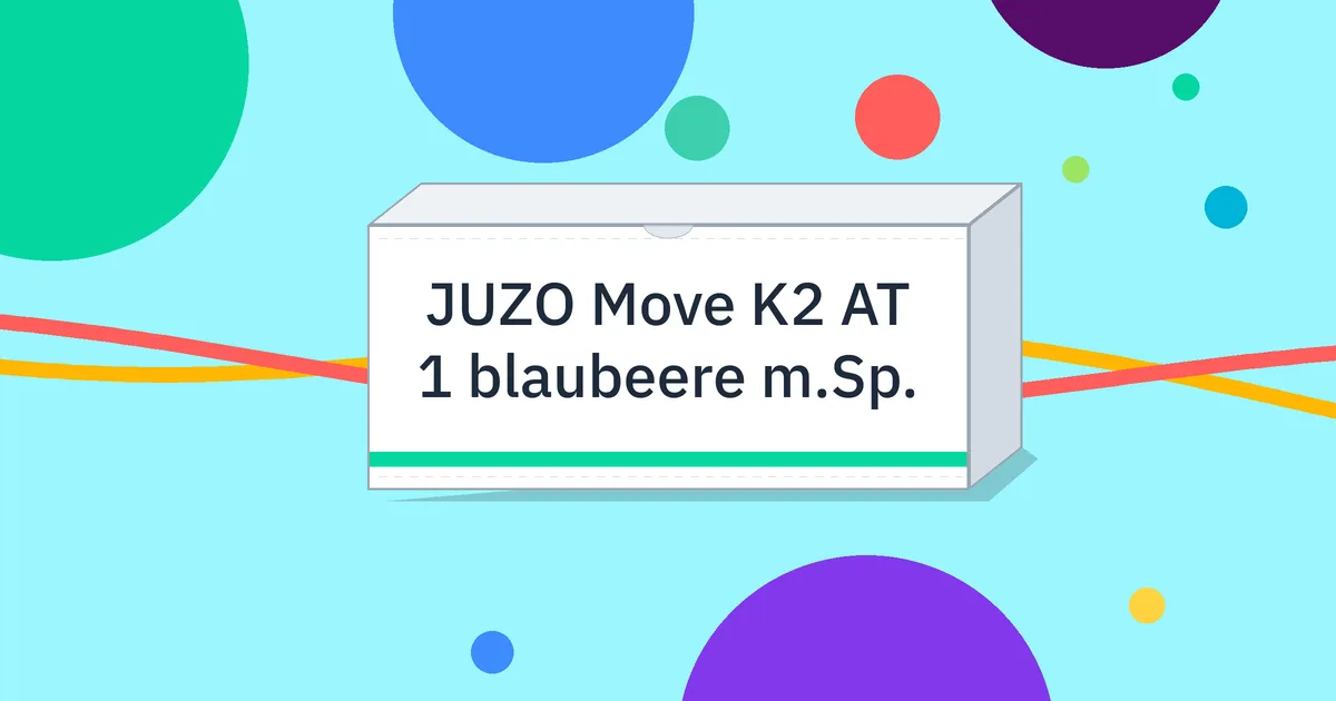 Symbolbild: Packung mit der Aufschrift JUZO Move K2 AT 1 blaubeere m.Sp. (PZN 20667746) – Verfügbarkeit und Bezug in Apotheken in Frankfurt am Main