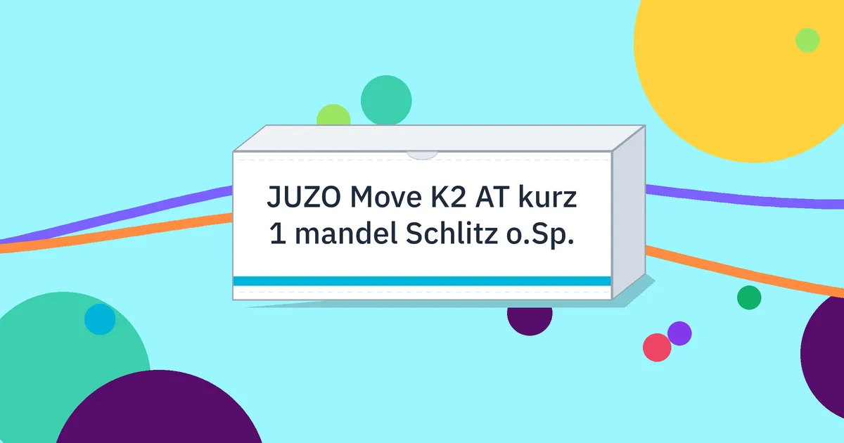 Symbolbild: Packung mit der Aufschrift JUZO Move K2 AT kurz 1 mandel Schlitz o.Sp. (PZN 20676550) – Verfügbarkeit und Bezug in Apotheken in Frankfurt am Main
