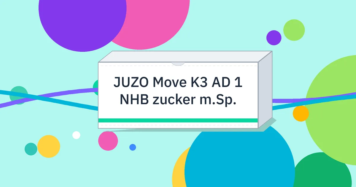 Symbolbild: Packung mit der Aufschrift JUZO Move K3 AD 1 NHB zucker m.Sp. (PZN 18566713) – Verfügbarkeit und Bezug in Apotheken in Frankfurt am Main