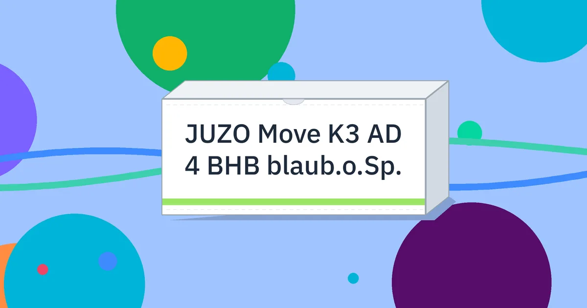 Symbolbild: Packung mit der Aufschrift JUZO Move K3 AD 4 BHB blaub.o.Sp. (PZN 18571594) – Verfügbarkeit und Bezug in Apotheken in Frankfurt am Main
