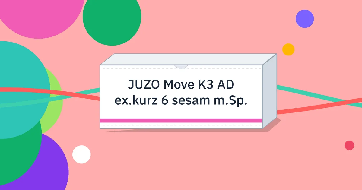 Symbolbild: Packung mit der Aufschrift JUZO Move K3 AD ex.kurz 6 sesam m.Sp. (PZN 18569350) – Verfügbarkeit und Bezug in Apotheken in Frankfurt am Main