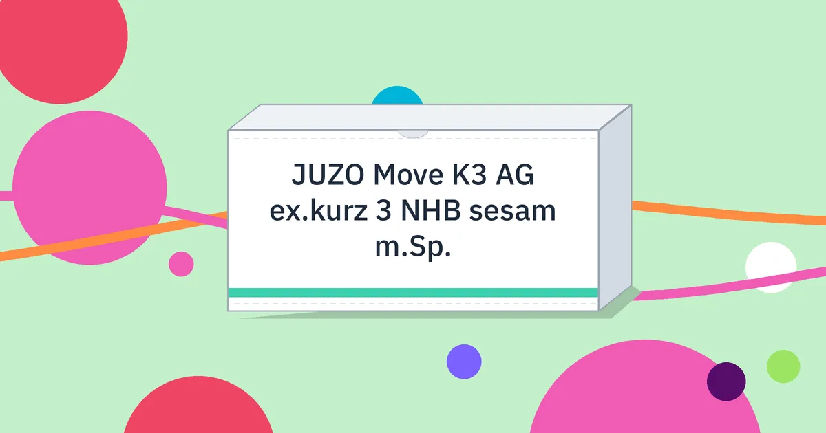 Symbolbild: Packung mit der Aufschrift JUZO Move K3 AG ex.kurz 3 NHB sesam m.Sp. (PZN 18583172) – Verfügbarkeit und Bezug in Apotheken in Frankfurt am Main