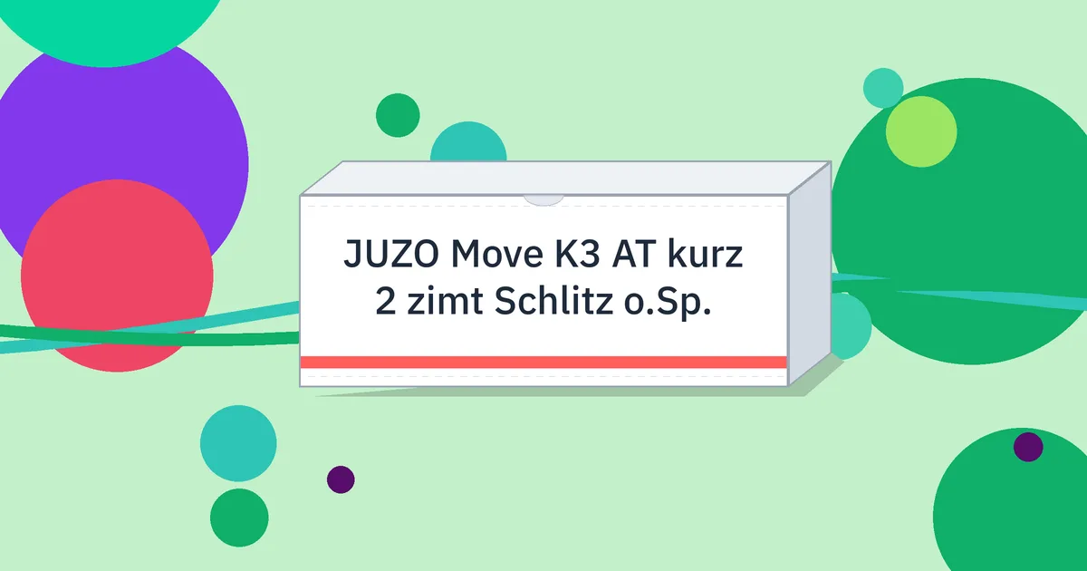 Symbolbild: Packung mit der Aufschrift JUZO Move K3 AT kurz 2 zimt Schlitz o.Sp. (PZN 20685603) – Verfügbarkeit und Bezug in Apotheken in Frankfurt am Main