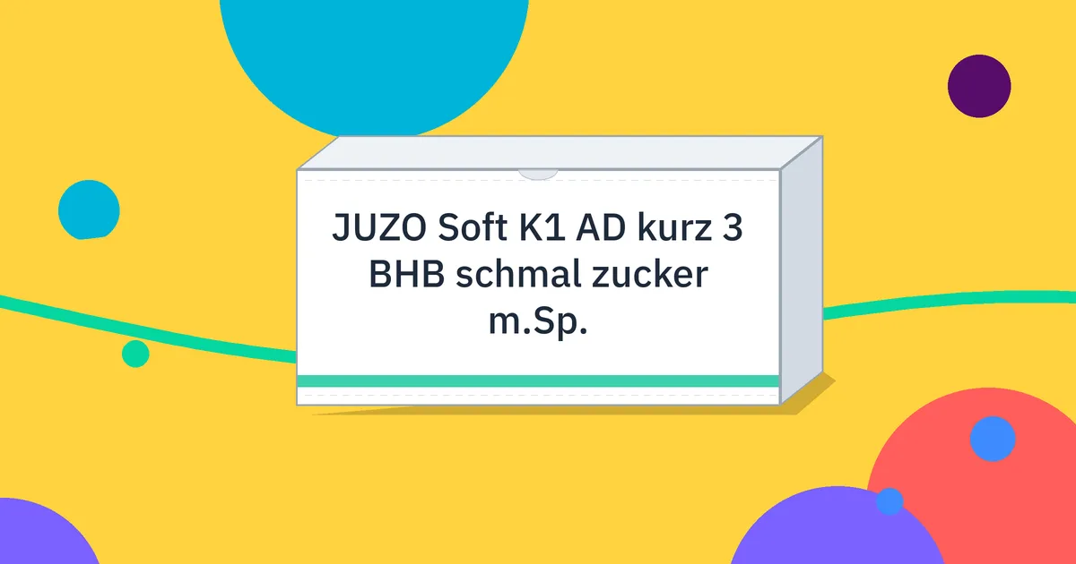 Symbolbild: Packung mit der Aufschrift JUZO Soft K1 AD kurz 3 BHB schmal zucker m.Sp. (PZN 15461439) – Verfügbarkeit und Bezug in Apotheken in Frankfurt am Main