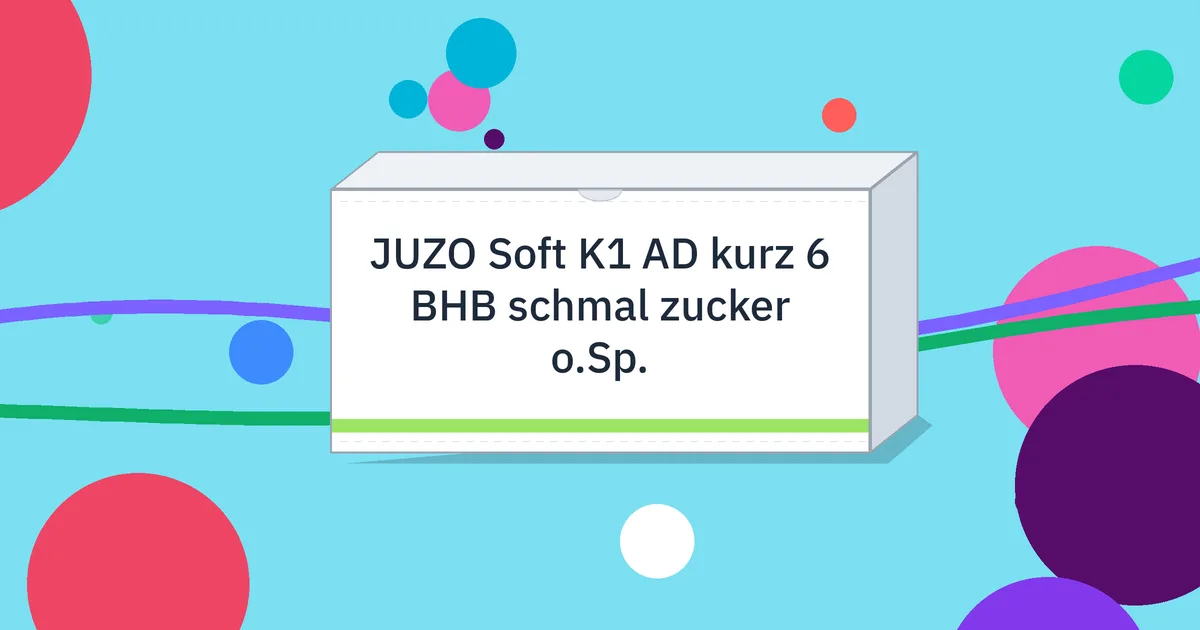 Symbolbild: Packung mit der Aufschrift JUZO Soft K1 AD kurz 6 BHB schmal zucker o.Sp. (PZN 15463467) – Verfügbarkeit und Bezug in Apotheken in Frankfurt am Main