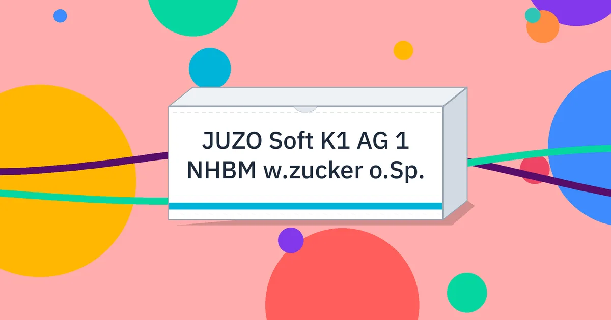 Symbolbild: Packung mit der Aufschrift JUZO Soft K1 AG 1 NHBM w.zucker o.Sp. (PZN 14995512) – Verfügbarkeit und Bezug in Apotheken in Frankfurt am Main